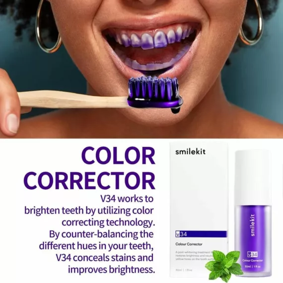 SMILEKIT New V34 Series Toothpaste Purple Color Corrector - Lulunami SMILEKIT New V34 Series Toothpaste Purple Color Corrector - Lulunami