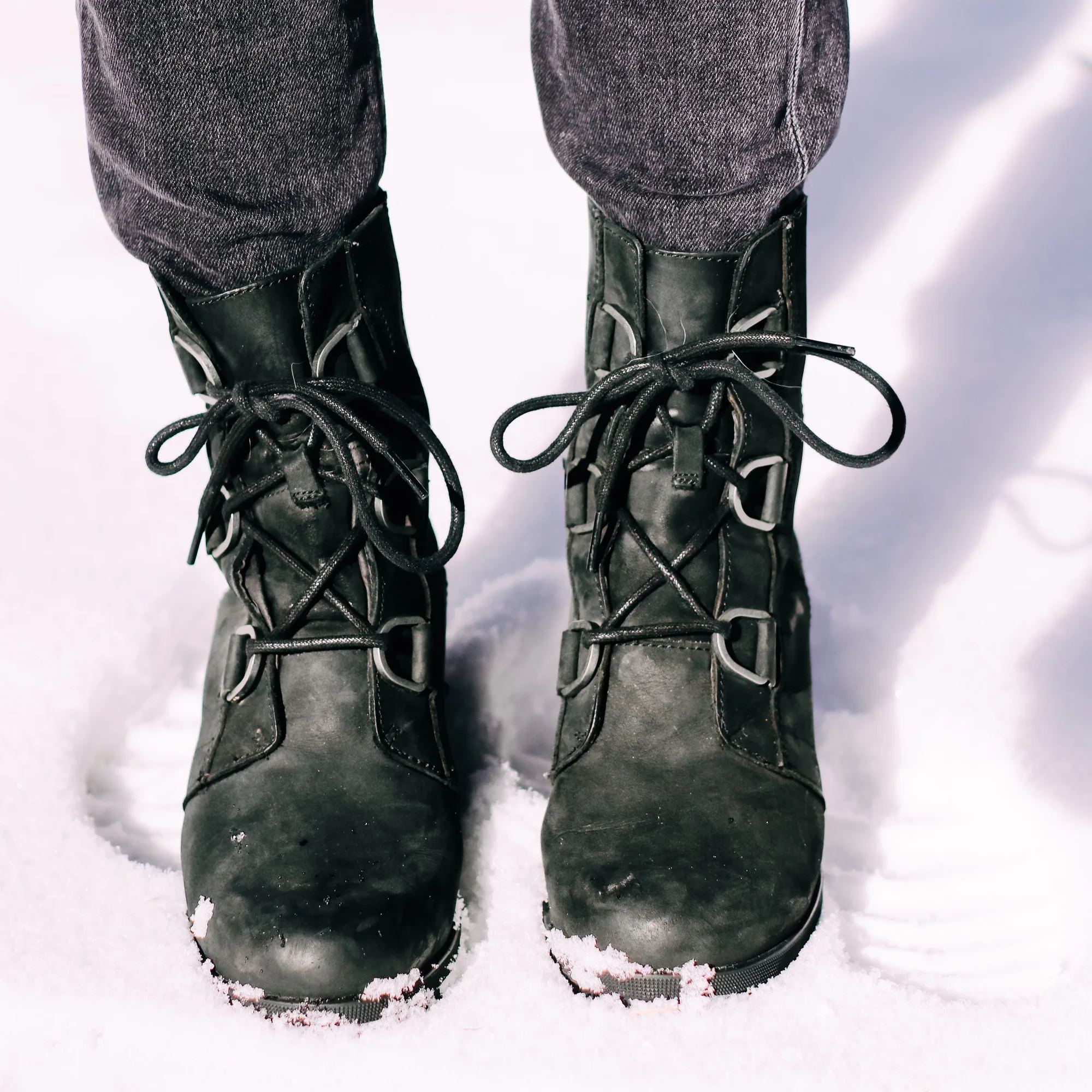 Women Lace Up Wedge Mid Winter Boots Lulunami