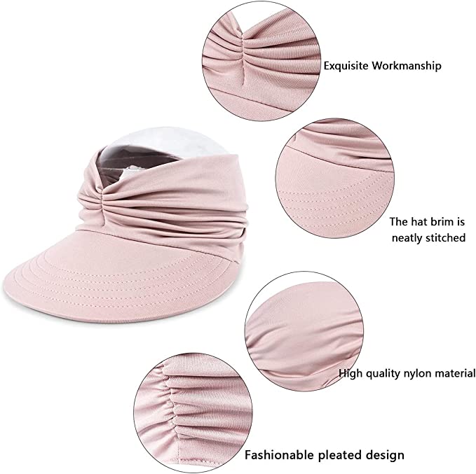 Summer Womens Sun Visor Hat Wide Brim Upf 50 Uv Protection Beach Sport